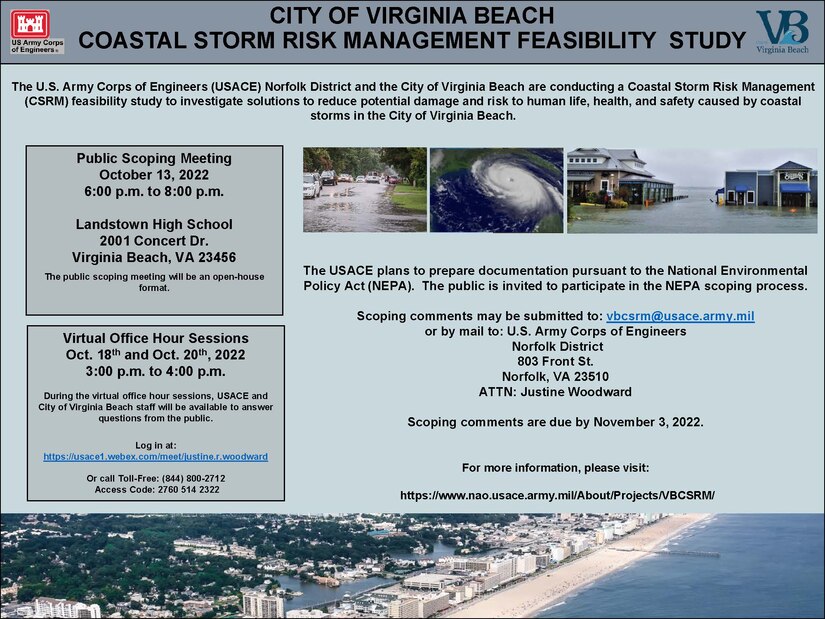 Virginia Beach coastal storm risk management study by USACE, city ...