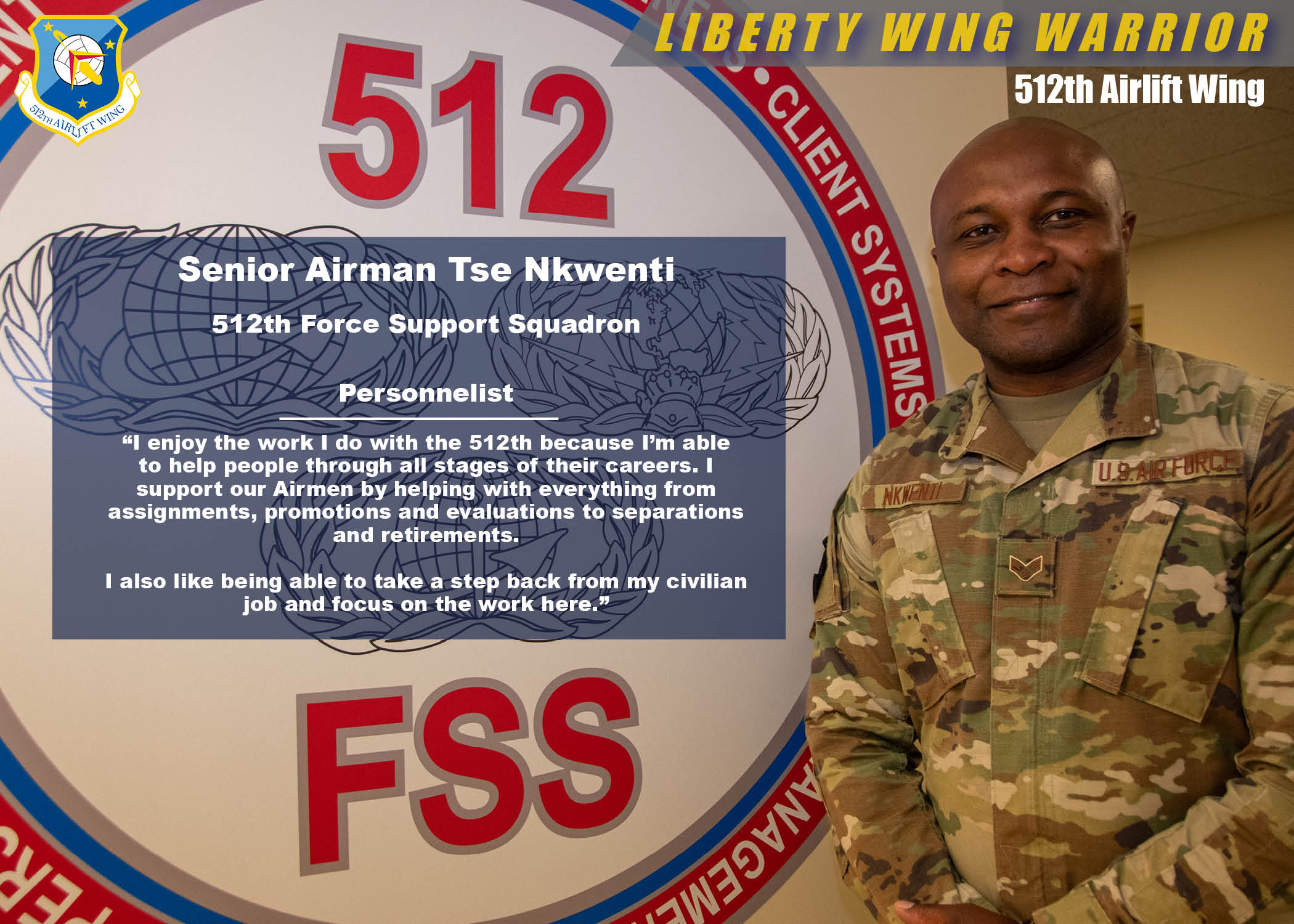 Liberty Wing Warrior: Senior Airman Tse Nkwenti > 512th Airlift Wing ...