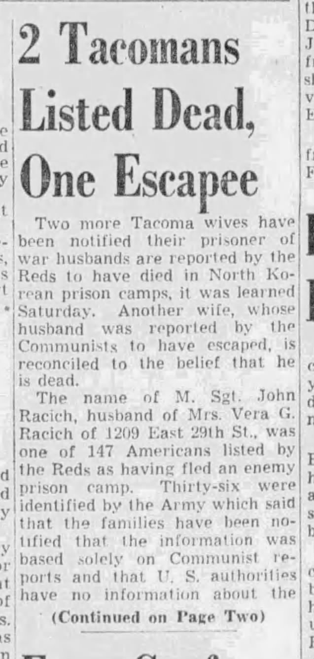 Soldier Accounted For From Korean War (Coon, E.) > Defense POW/MIA ...