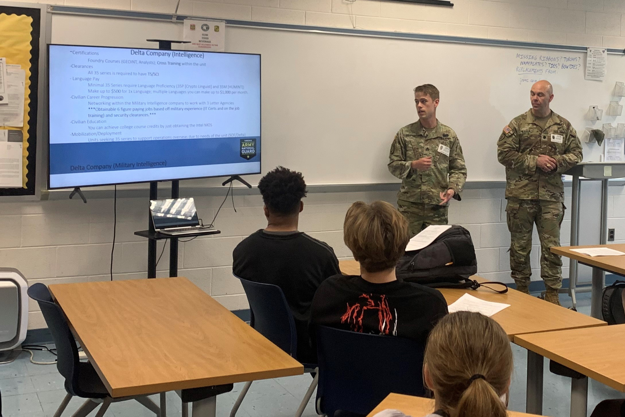 229th BEB leaders share Guard experiences with high school students ...
