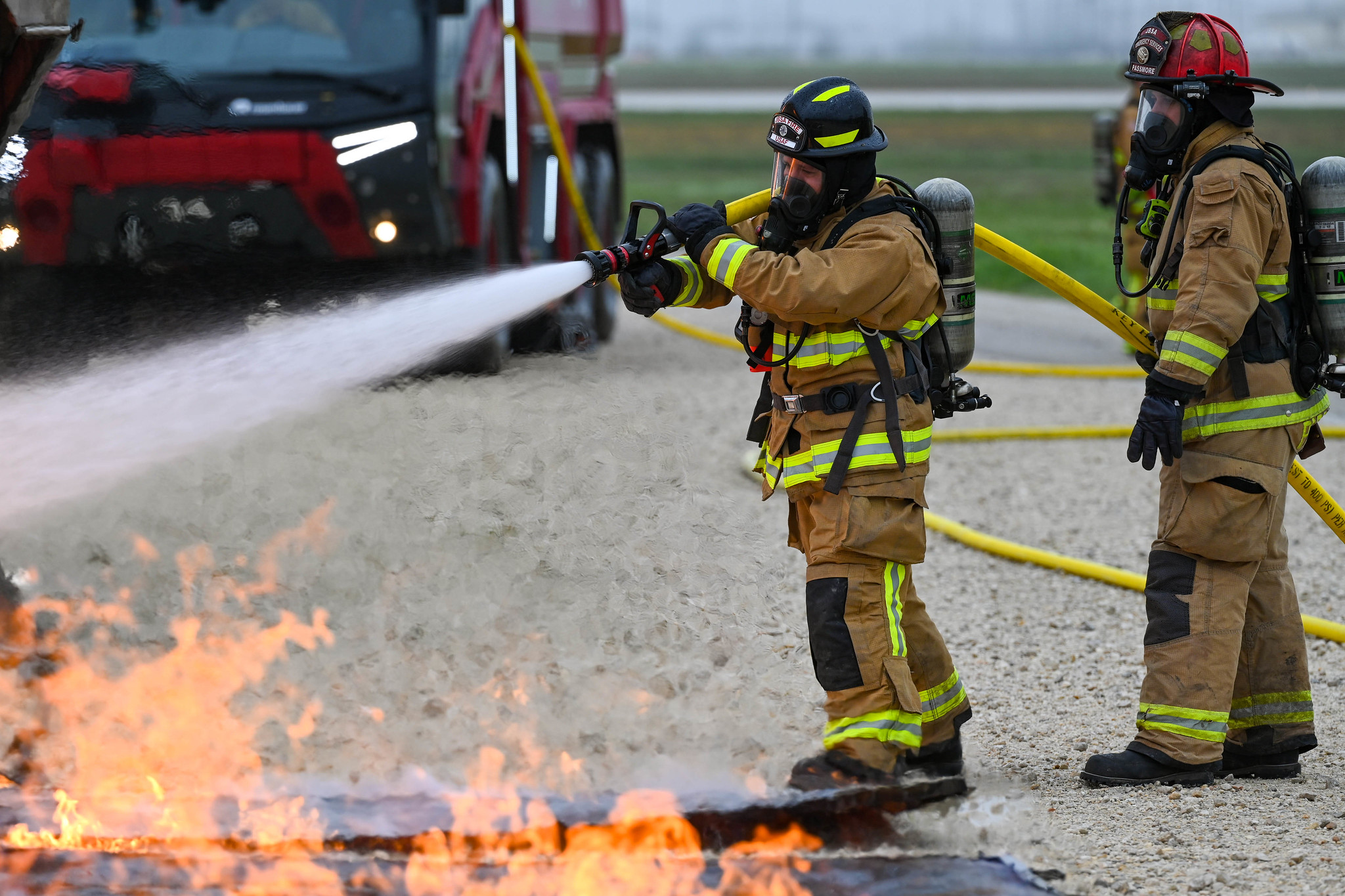 JBSA firefighters undergo aircraft live fire training at JBSA-Kelly Field