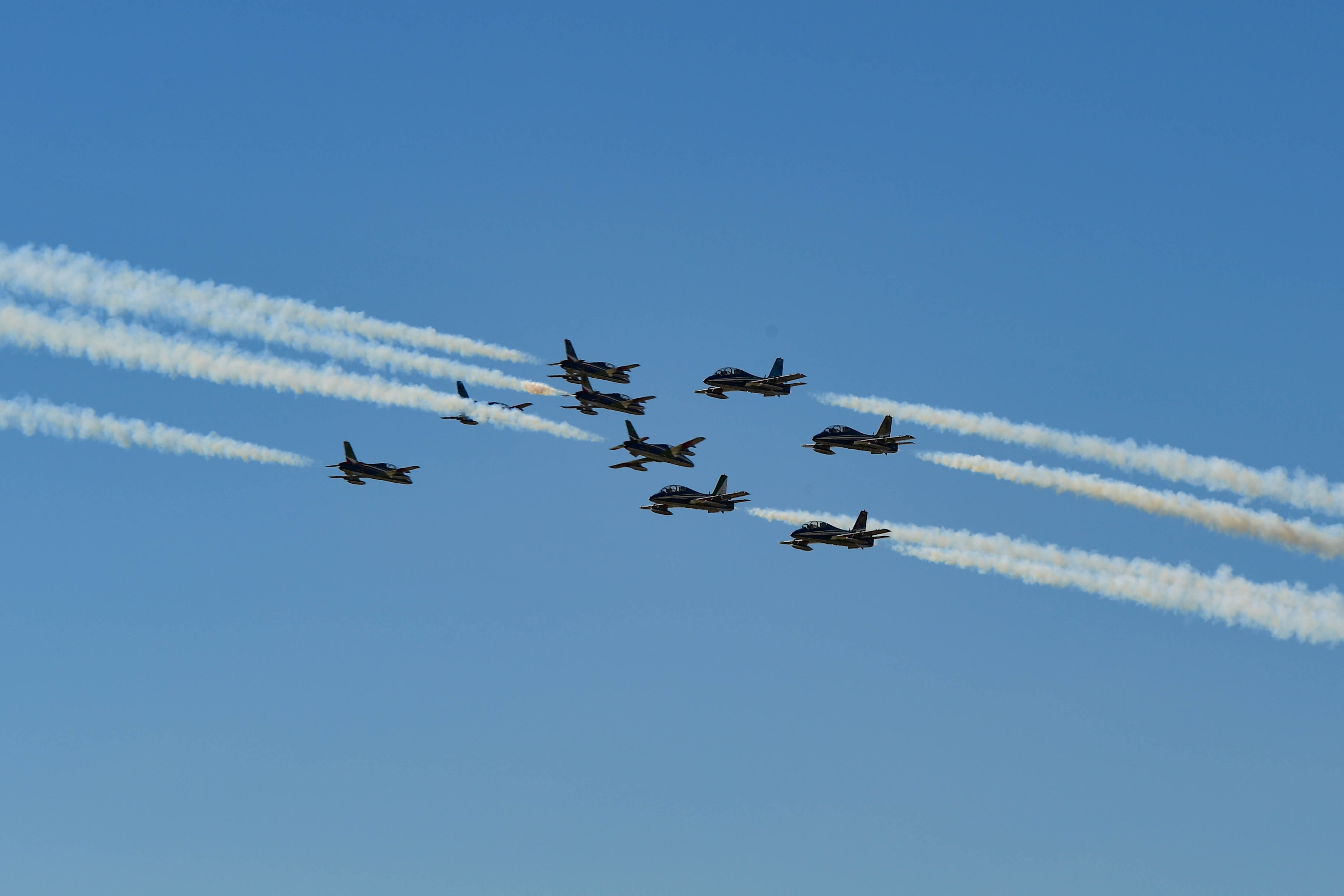 Italy’s Frecce Tricolori aerobatic team fly the skies of Aviano