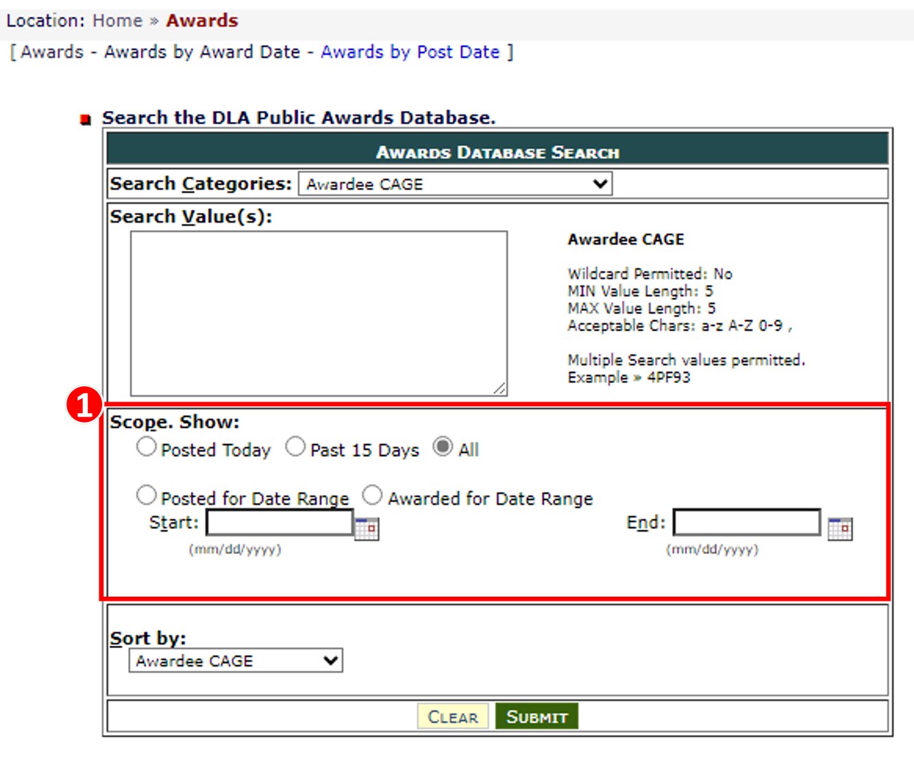 Opening a Contract/Award