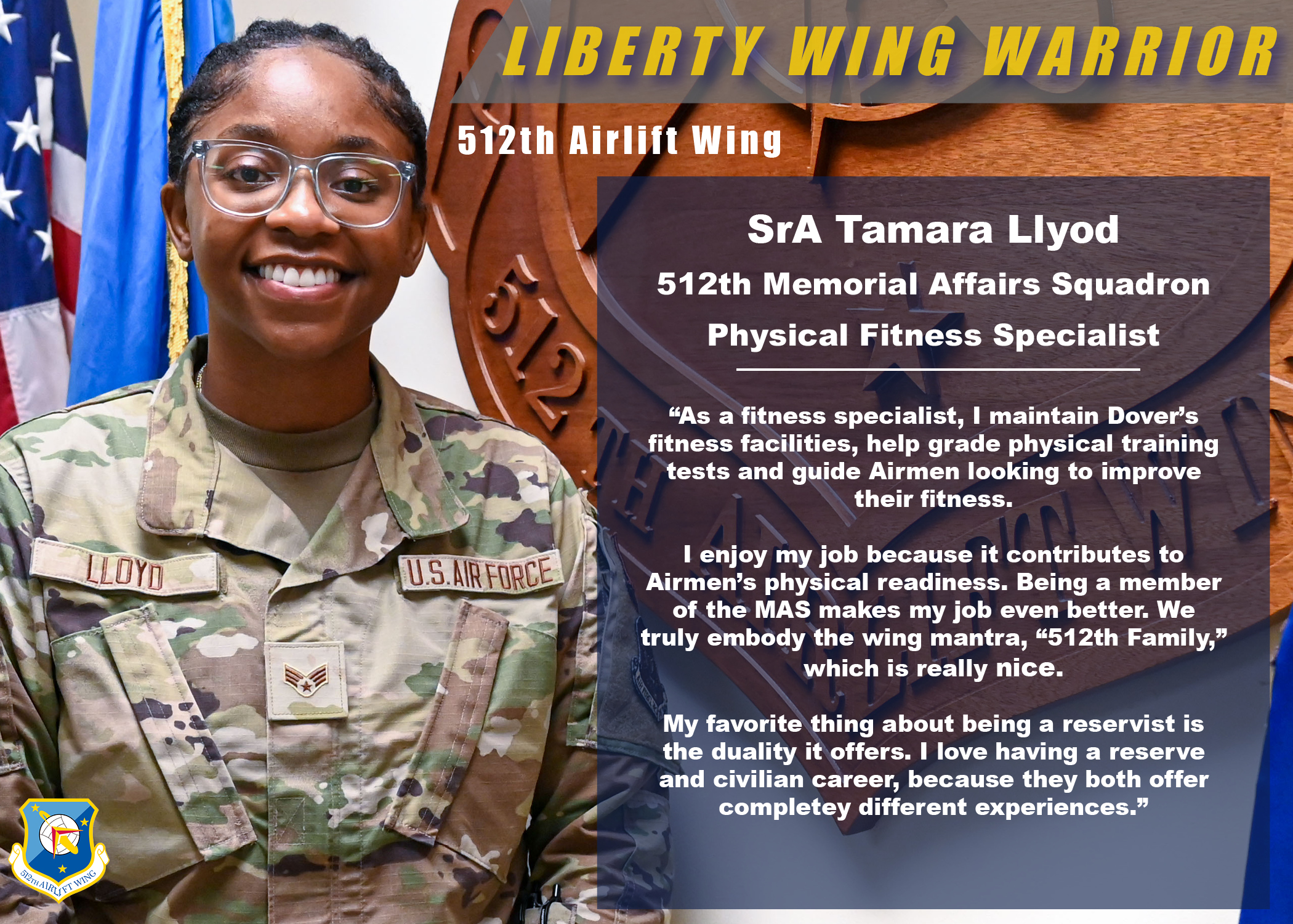 Liberty Wing Warrior: Senior Airman Tamara Lloyd > 512th Airlift Wing ...
