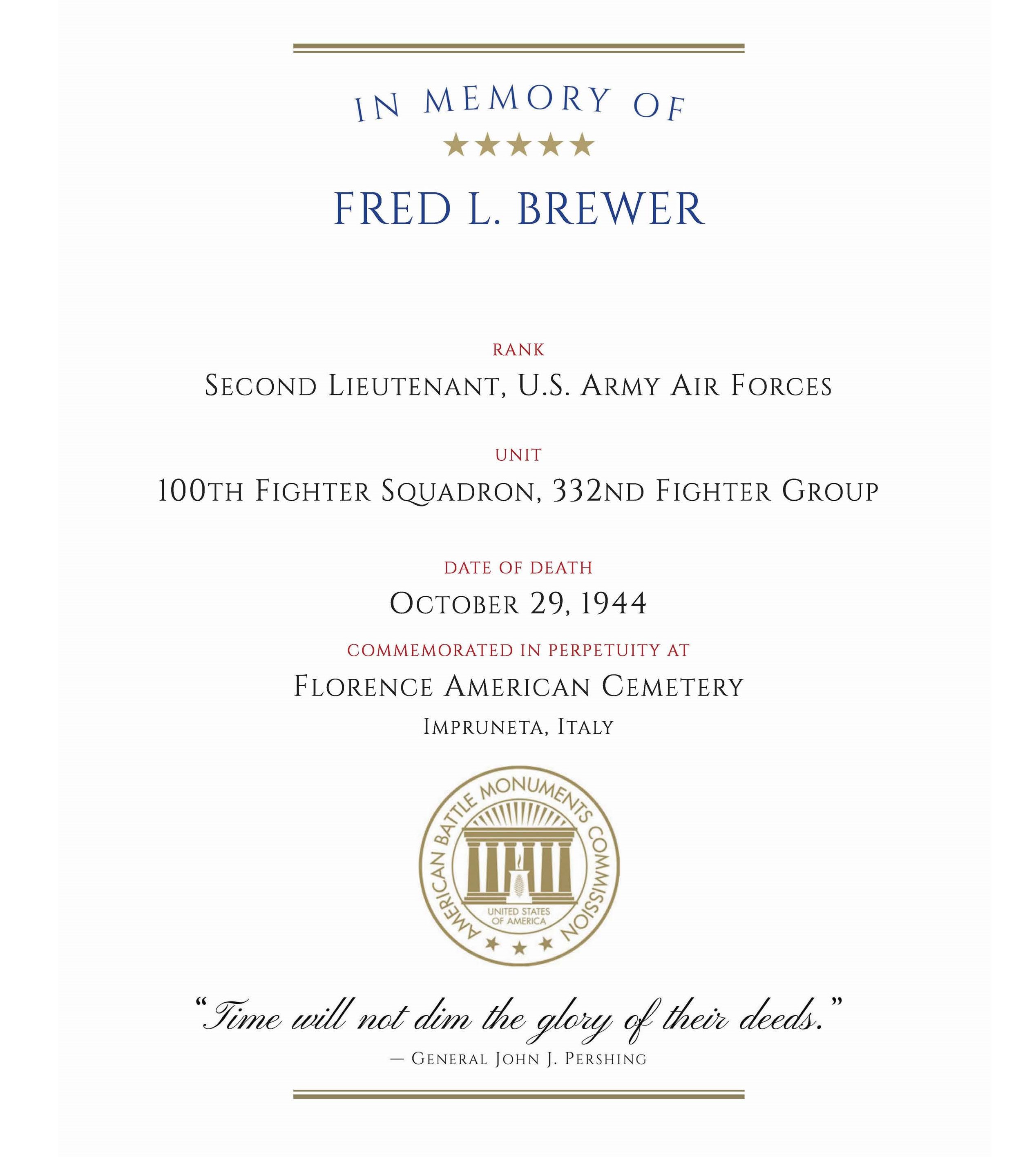 Pilot Accounted for from WWII (Brewer, F.) > Defense POW/MIA Accounting ...