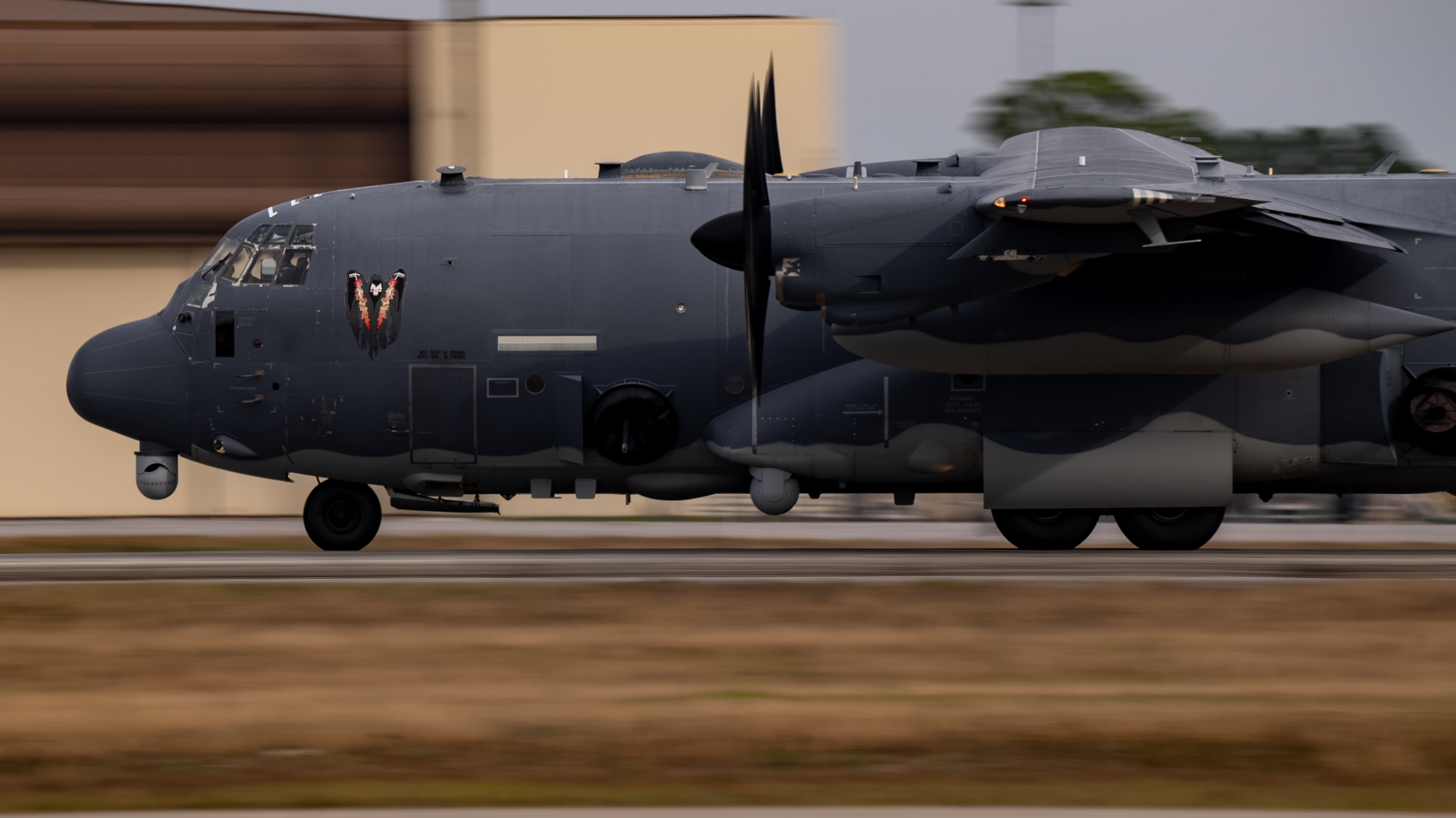 Crews on board AC-130J Ghostrider perform "touch-and-go" exercise ...