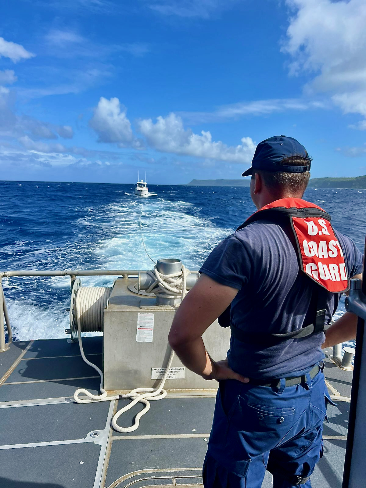 U.S. Coast Guard aids stranded vessel Rascal off Tanguisson Beach, Guam ...