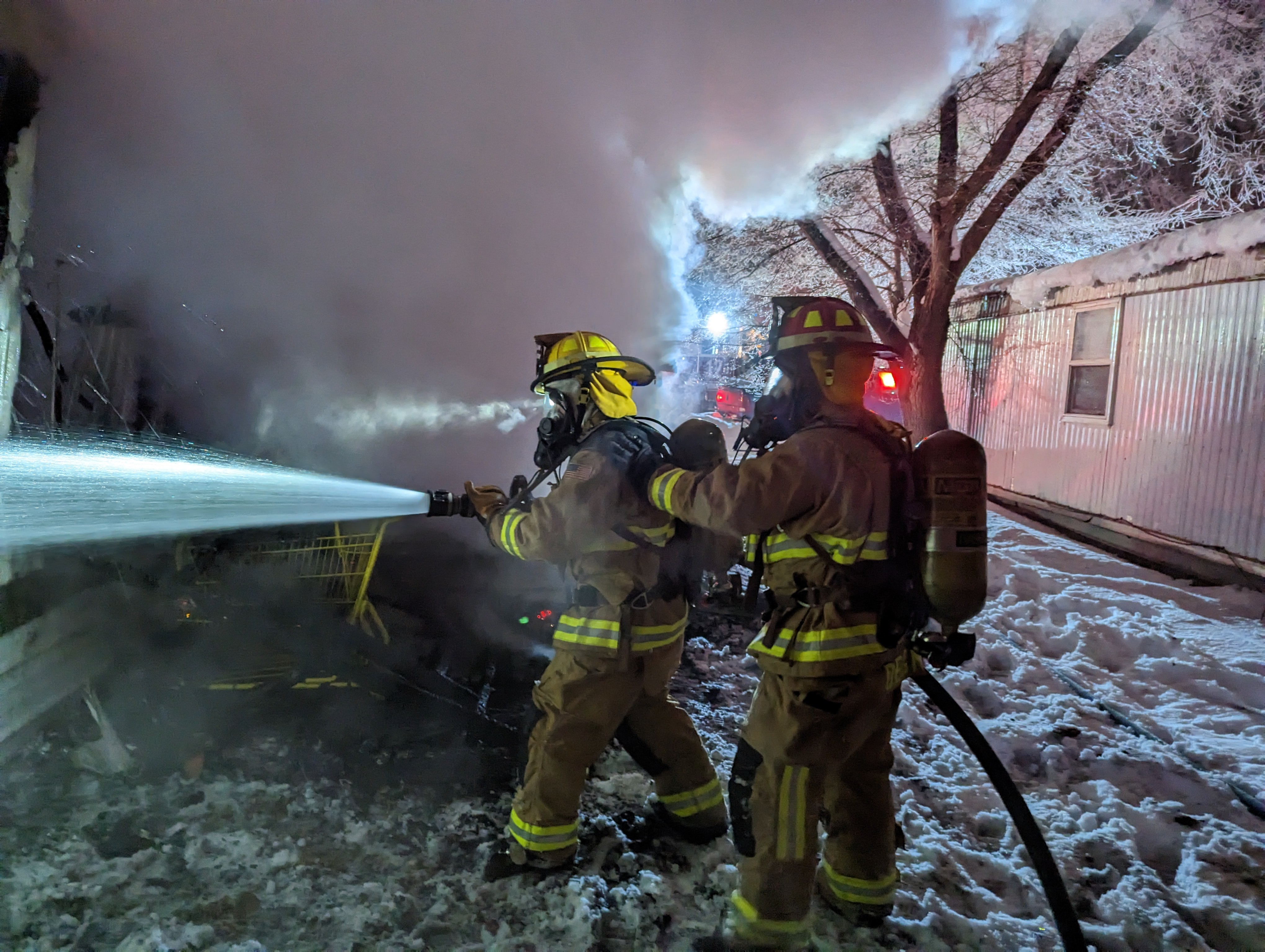 fireman fighting fire