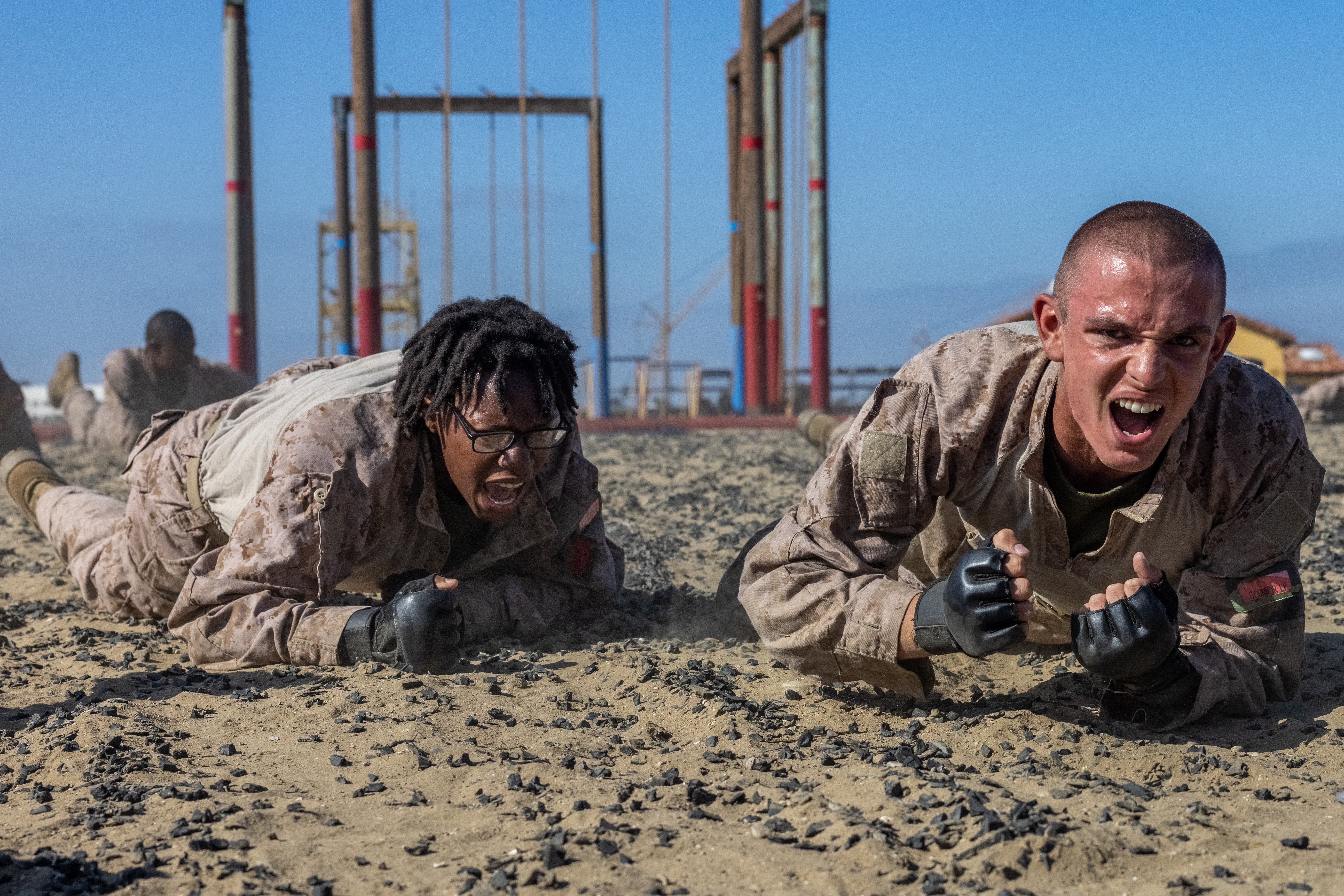 U.S. Marine Corps recruits with Charlie Company, 1st Recruit Training ...