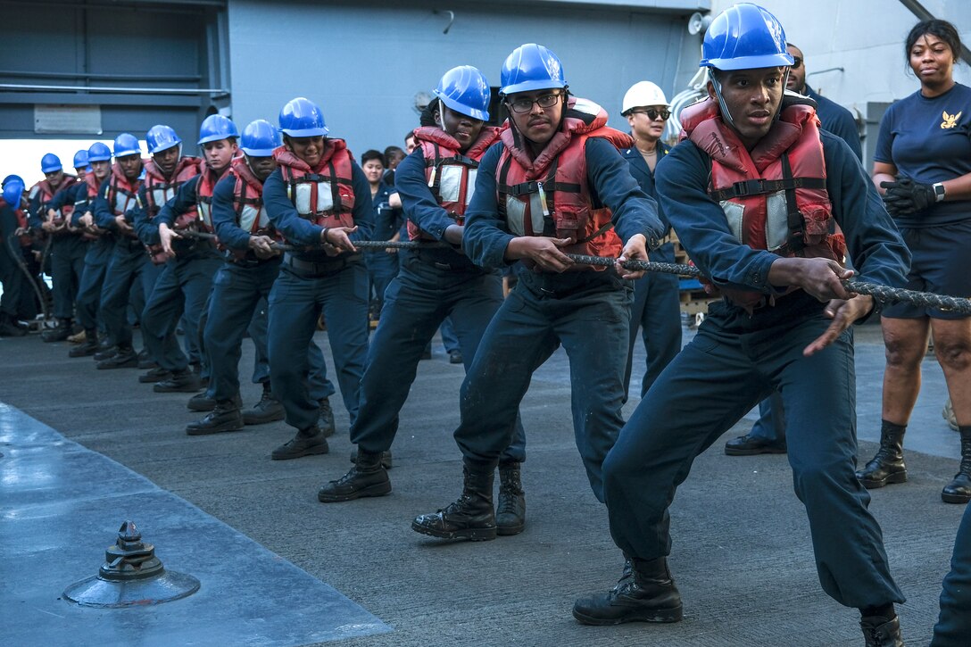 The USS New Orleans conducts a RAS during Talisman Sabre 23