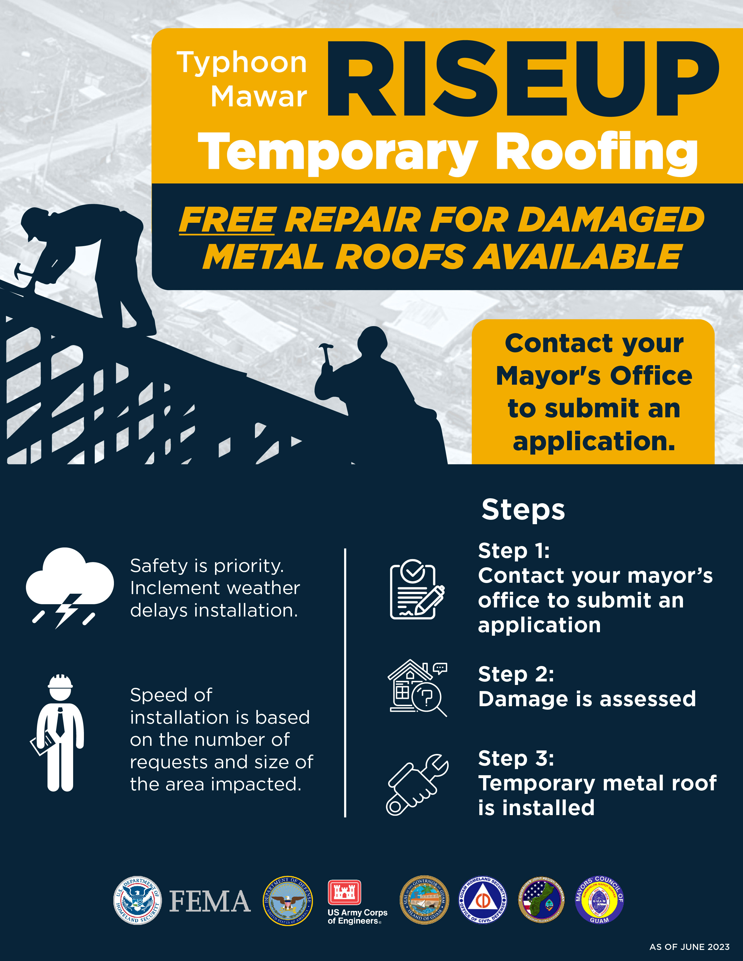 RISEUP Program Launches to Help Temporarily Repair Metal Roofs > U.S. Army Corps of Engineers ...