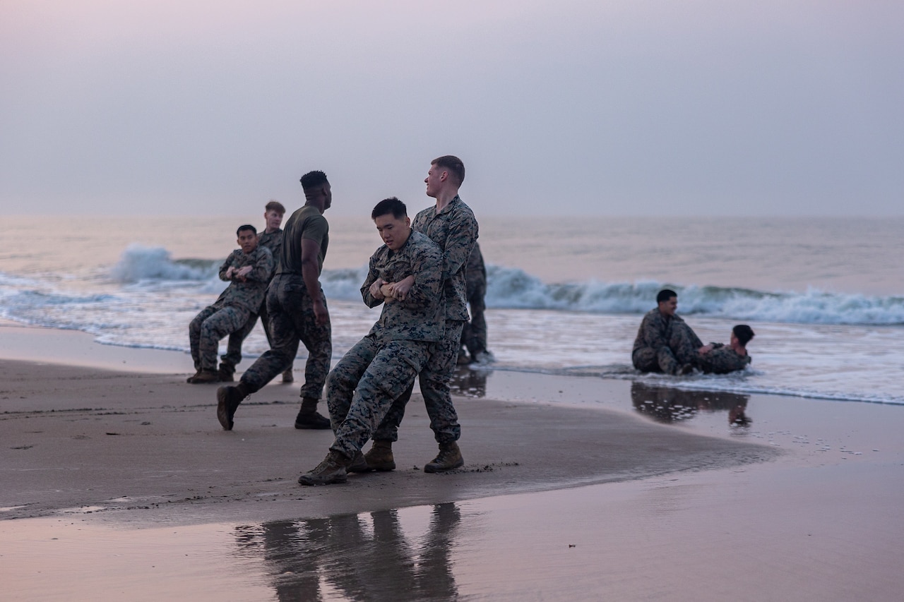 Lean on Me: Marines Bond at the Beach > U.S. Department of War > Story ...