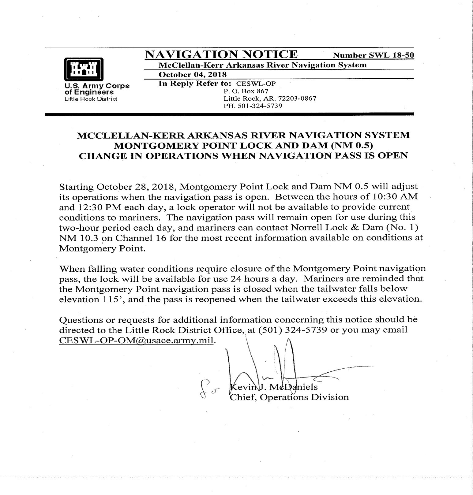 MKARNS NAV NOTICE NO. SWL 1-2023 McClellan-Kerr Arkansas River ...