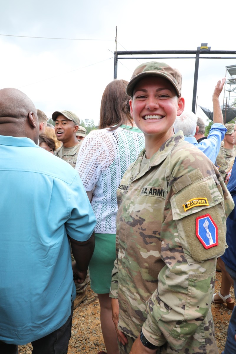 Female Army Reserve Soldier Receives Ranger Tab