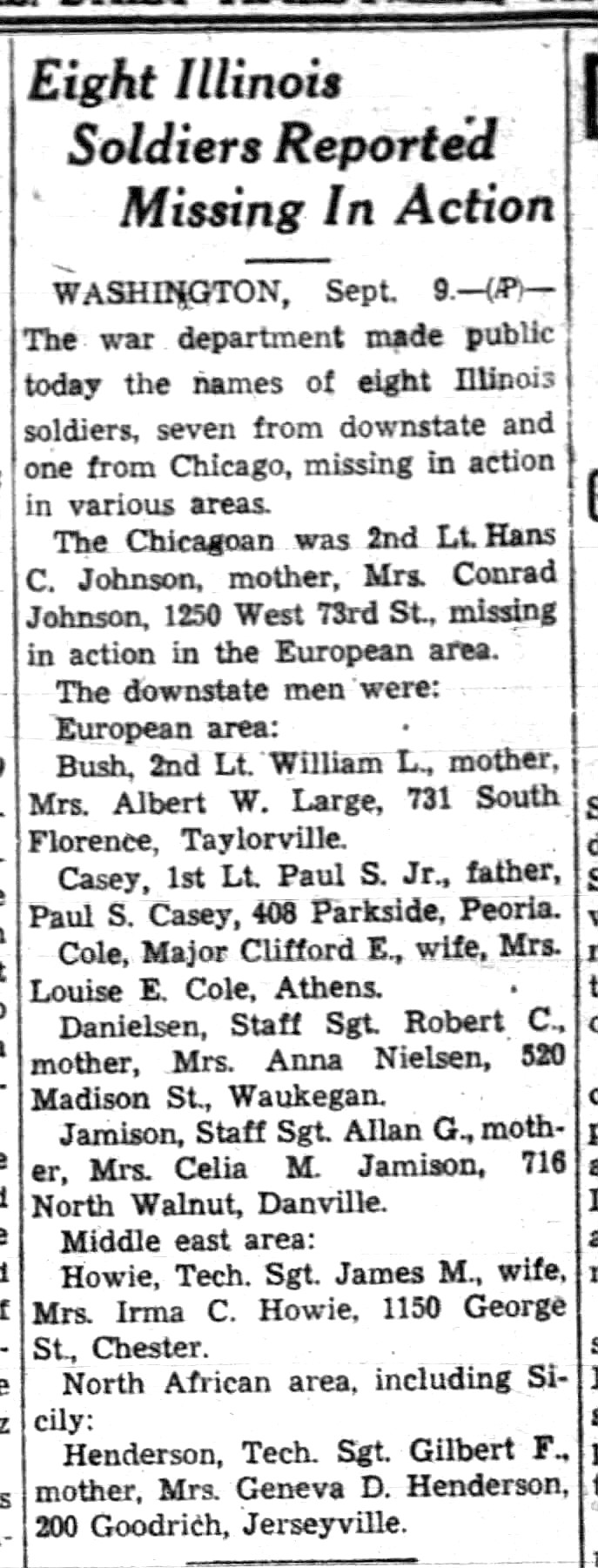 Airman Accounted For From World War II (Howie, J.) > Defense POW/MIA ...