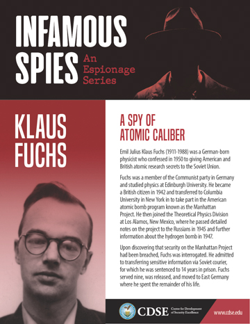 Infamous Spies: Klaus Fuchs > Center for Development of Security ...