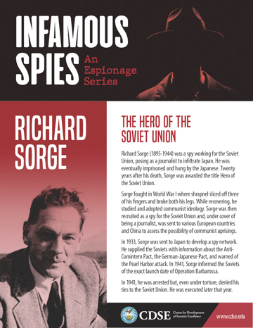 Infamous Spies: Richard Sorge > Center for Development of Security Excellence > Insider Threat