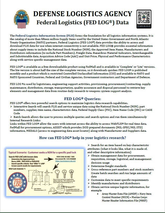 FEDERAL LOGISTICS FEDLOG DATA