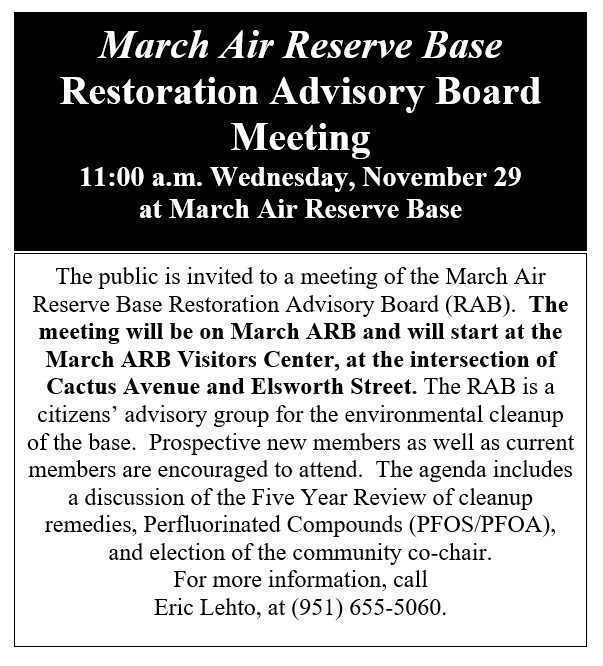 March Air Reserve Base Restoration Advisory Board Meeting > March Air ...