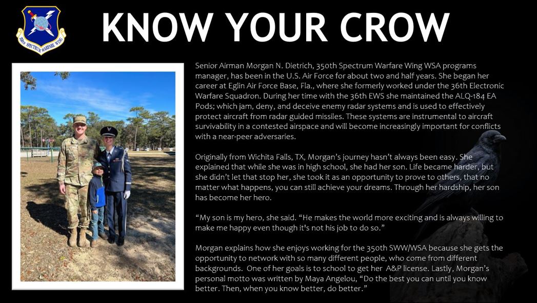 Know Your Crow > 350th Spectrum Warfare Wing > News Display
