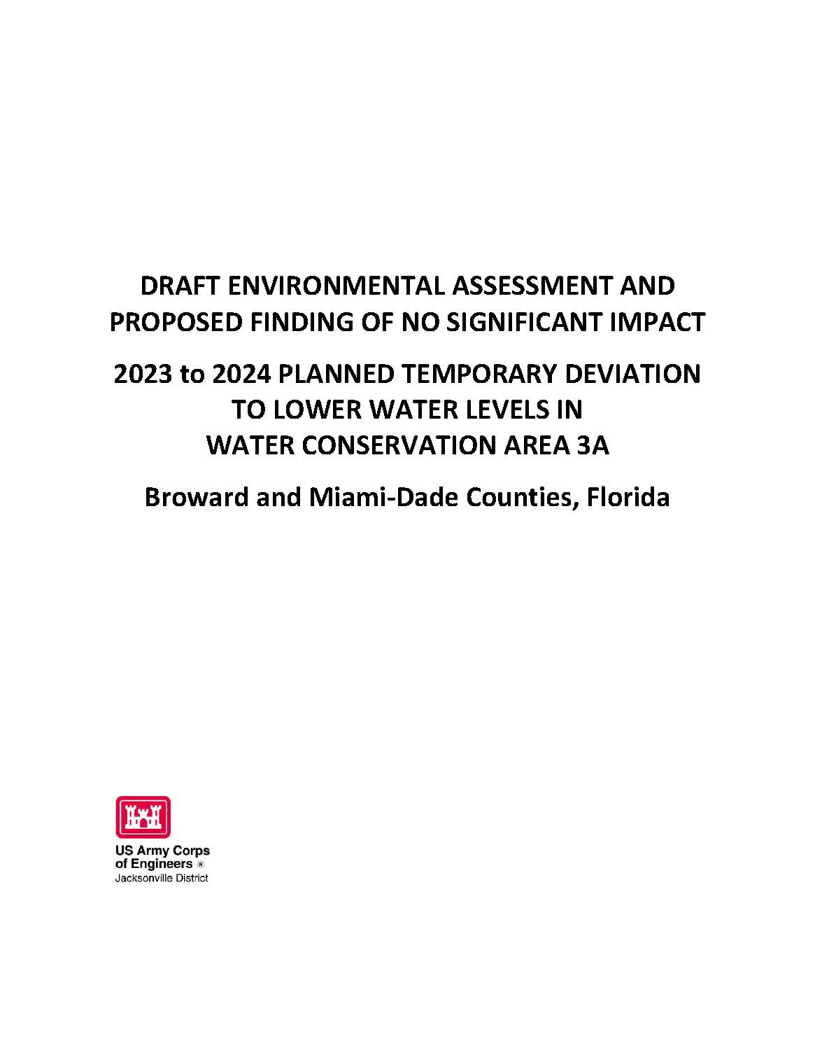 USACE announces public comment on water management deviation from the ...