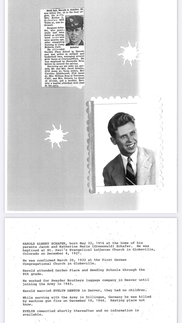 Soldier Accounted for from WWII (Schafer, H.) > Defense POW/MIA ...