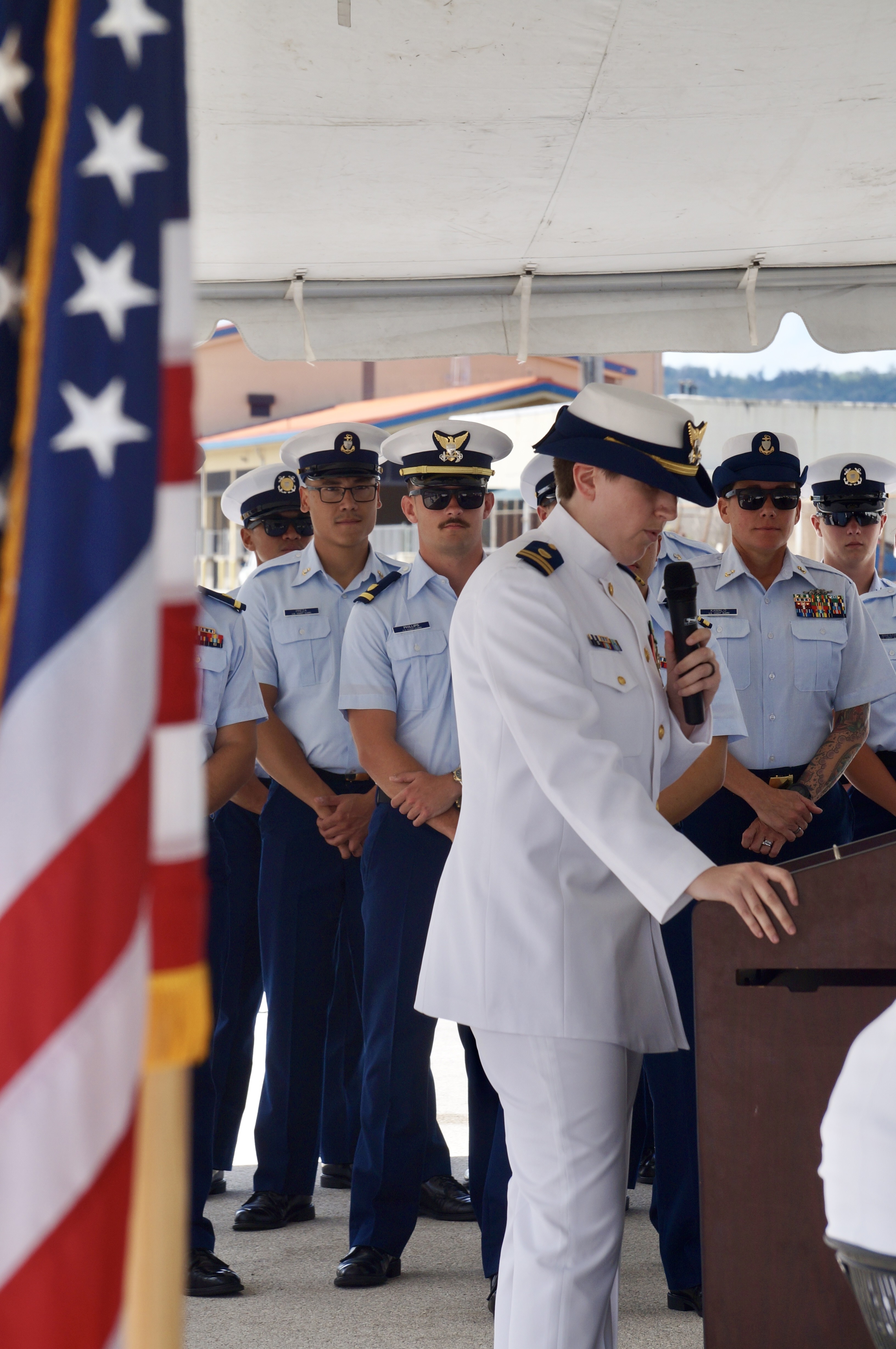 New commanding officer at helm of USCGC Myrtle Hazard (WPC 1139) in ...