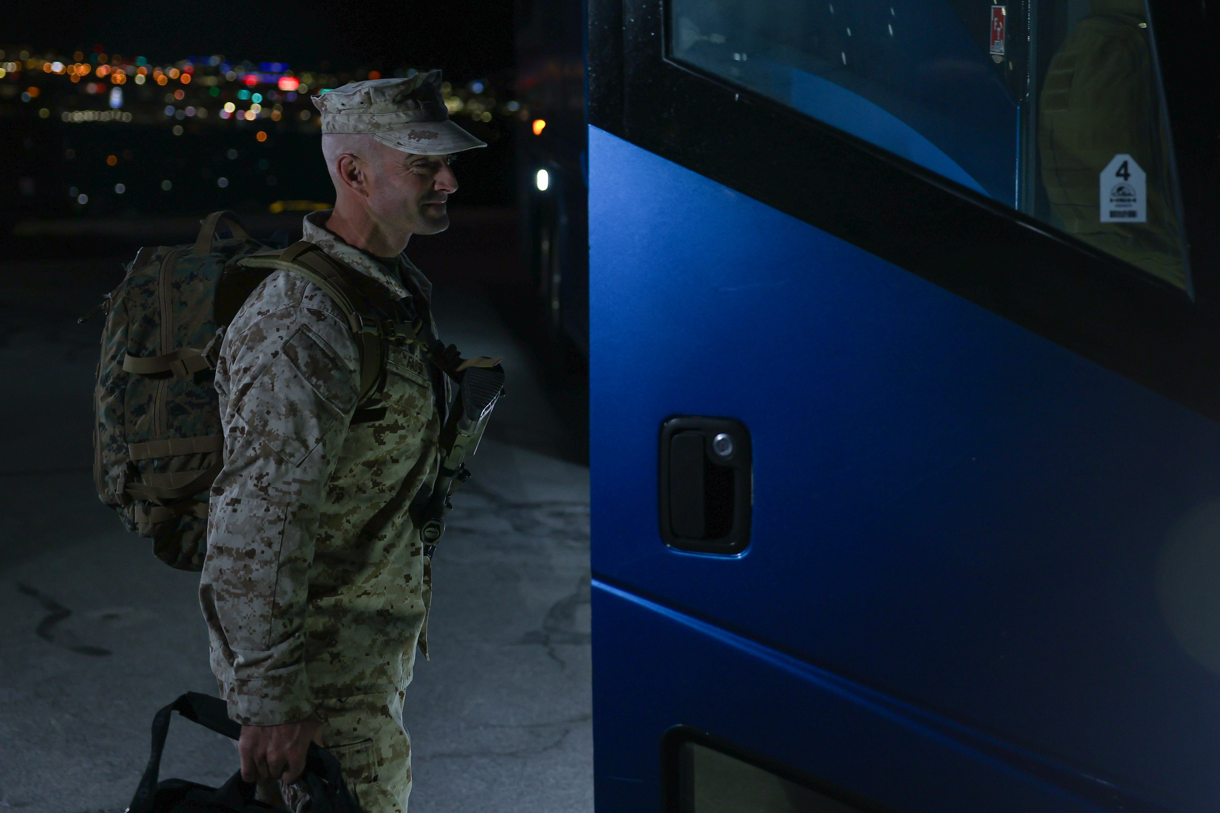 U.S. Marines with Fox Company 2/23 Say Their Goodbyes Before Leaving ...