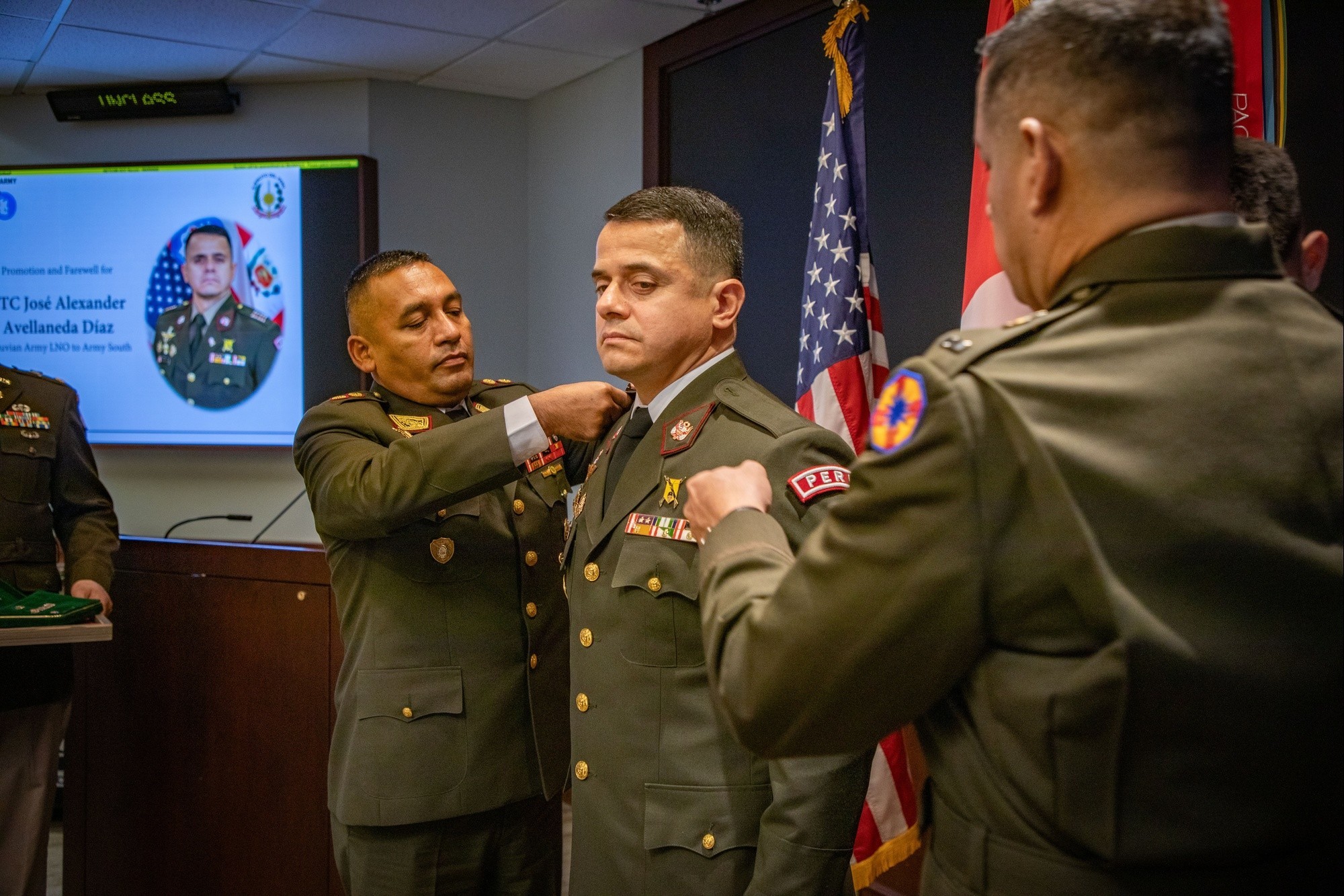U.S. Army South Peruvian partner nation liaison officer promoted to colonel and bids farewell to ...