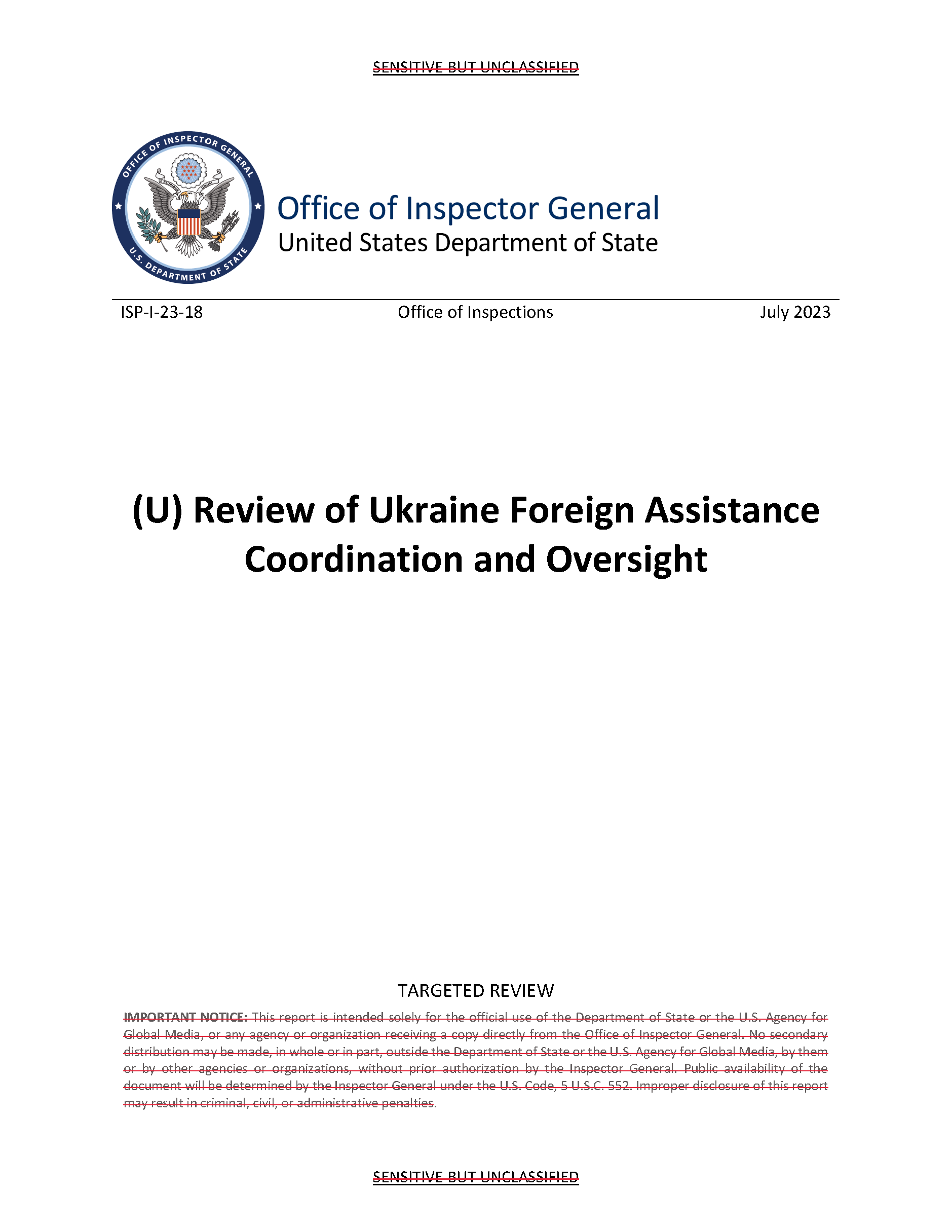 Review of Ukraine Foreign Assistance Coordination and Oversight ...