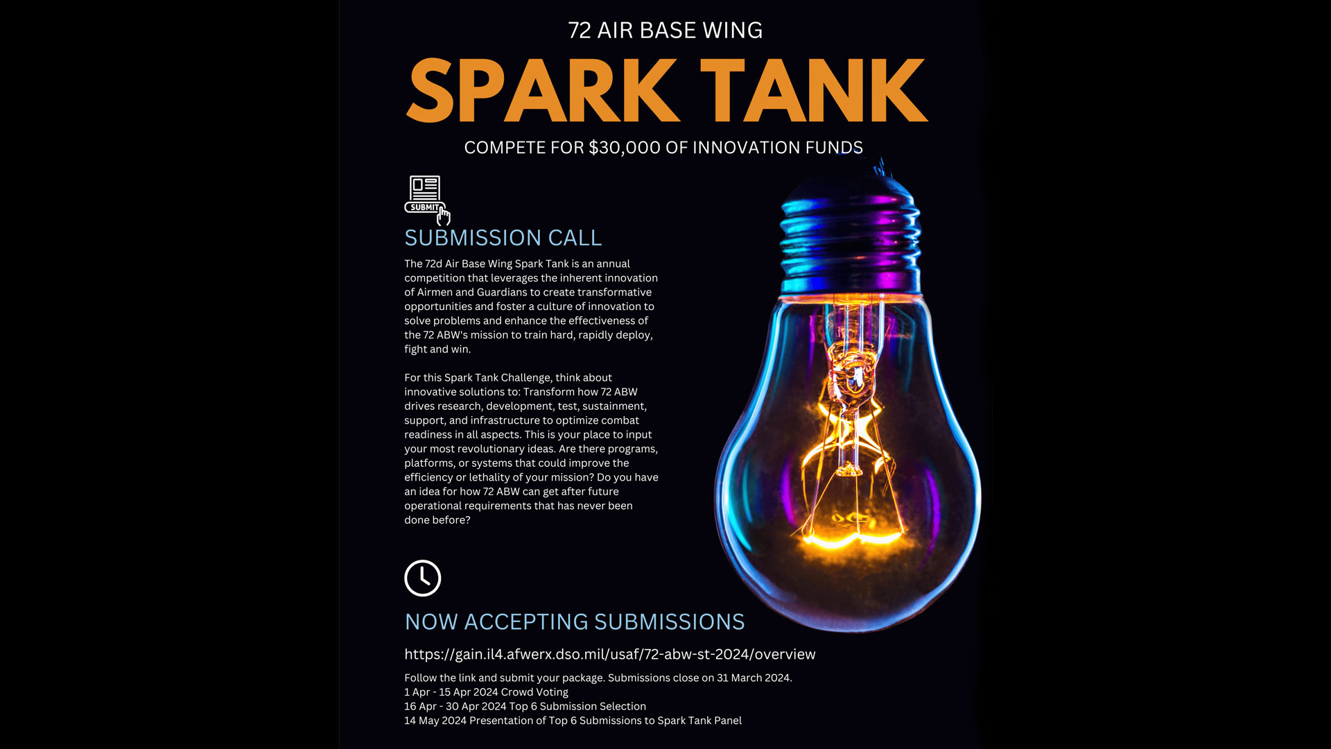 Submissions now being accepted for 72nd ABW Spark Tank Competition ...