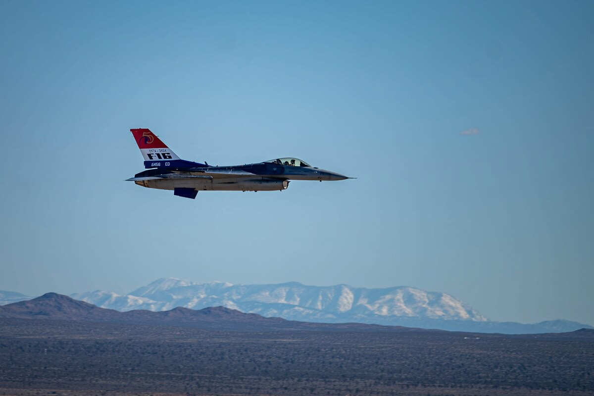 F-16 Viper Demonstration Team performs at the F-16 First Flight 50th ...