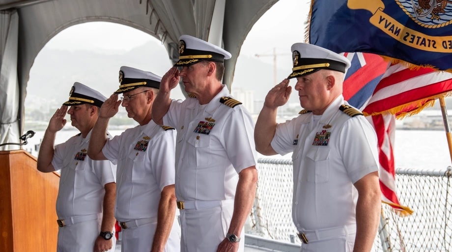 ATG MIDPAC HOLDS CHANGE OF COMMAND CEREMONY ABOARD THE MIGHTY MO ...