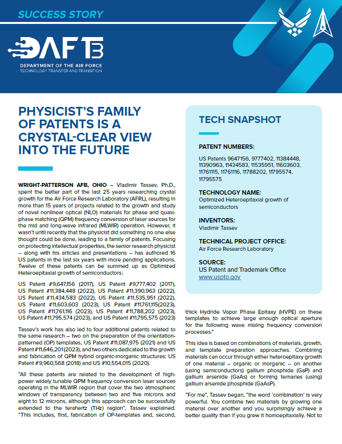 PHYSICIST’S FAMILY OF PATENTS IS A CRYSTAL-CLEAR VIEW INTO THE FUTURE ...