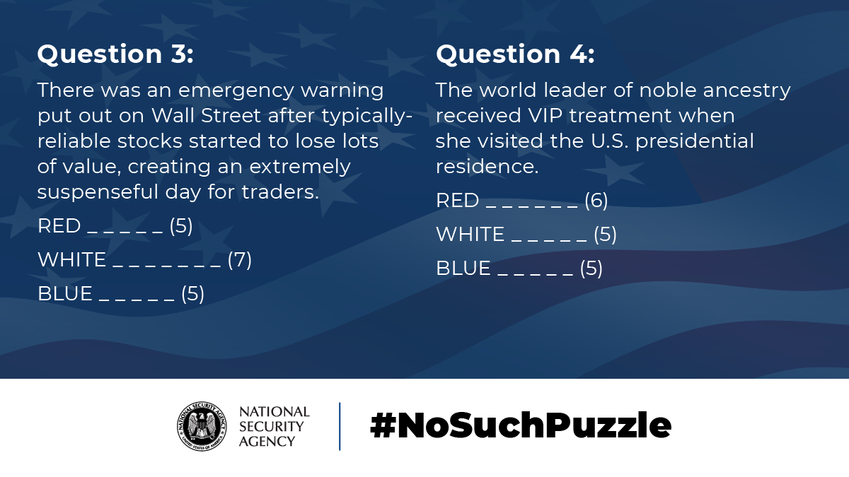 No Such Puzzle: Red, white, and blue clues > National Security Agency ...