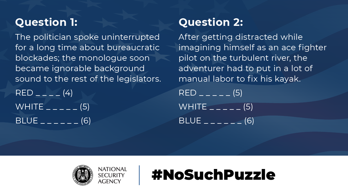 No Such Puzzle: Red, White, and Blue Clues Example Graphic