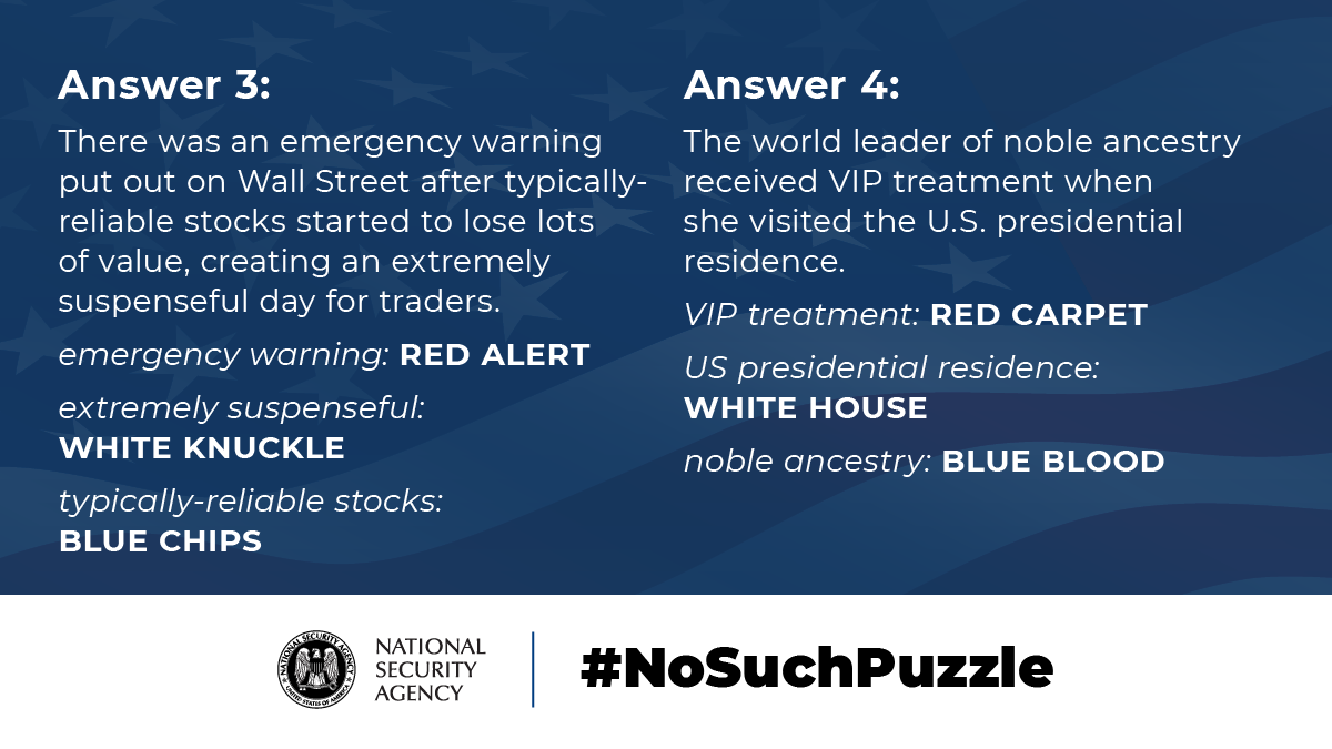 No Such Puzzle: Red, white, and blue clues > National Security Agency ...