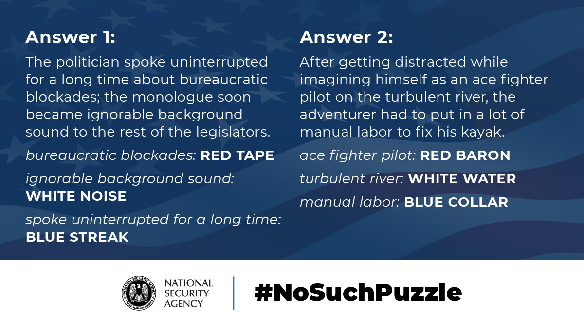 No Such Puzzle: Red, white, and blue clues > National Security Agency ...