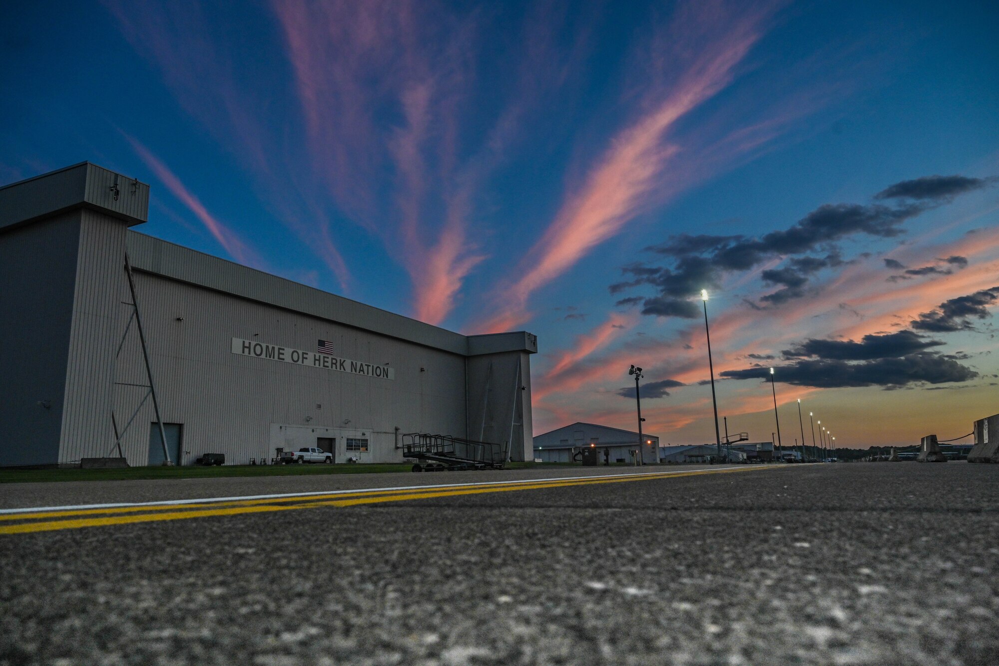 Sun sets over Home of Herk Nation > Little Rock Air Force Base ...
