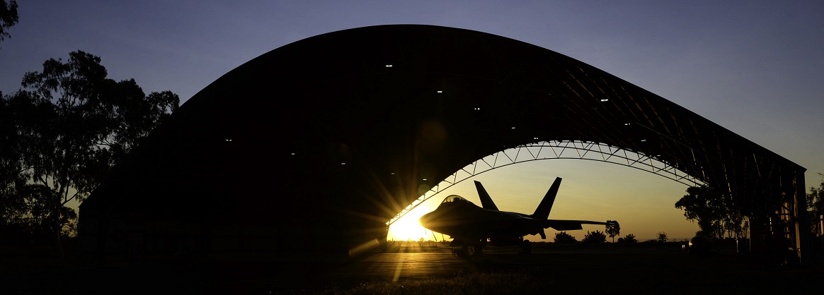 Sun sets on USAF F-22A Raptor during Exercise Pitch Black 2024