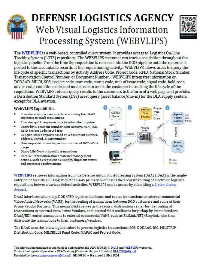 Web Visual Logistics Information Processing System (WEBVLIPS)