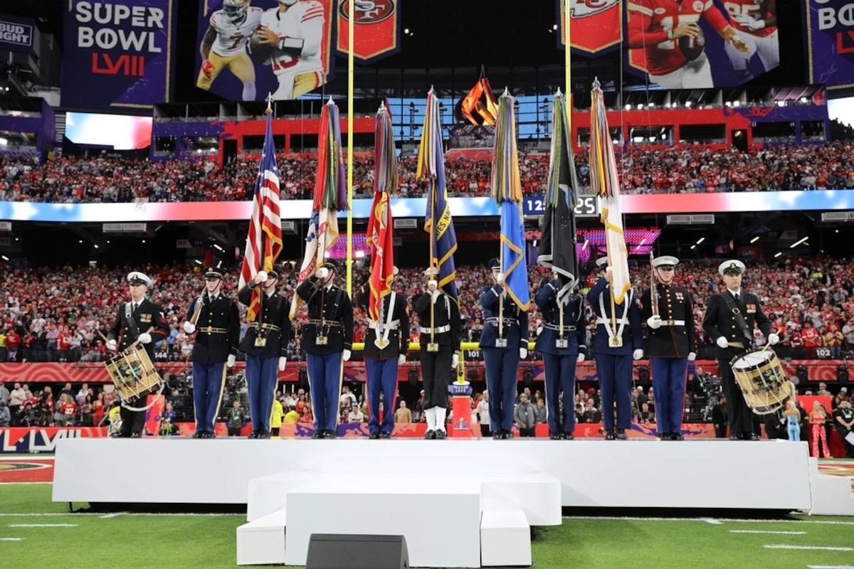 Super Bowl LVIII: Space Force flag added to the Joint Armed Forces ...
