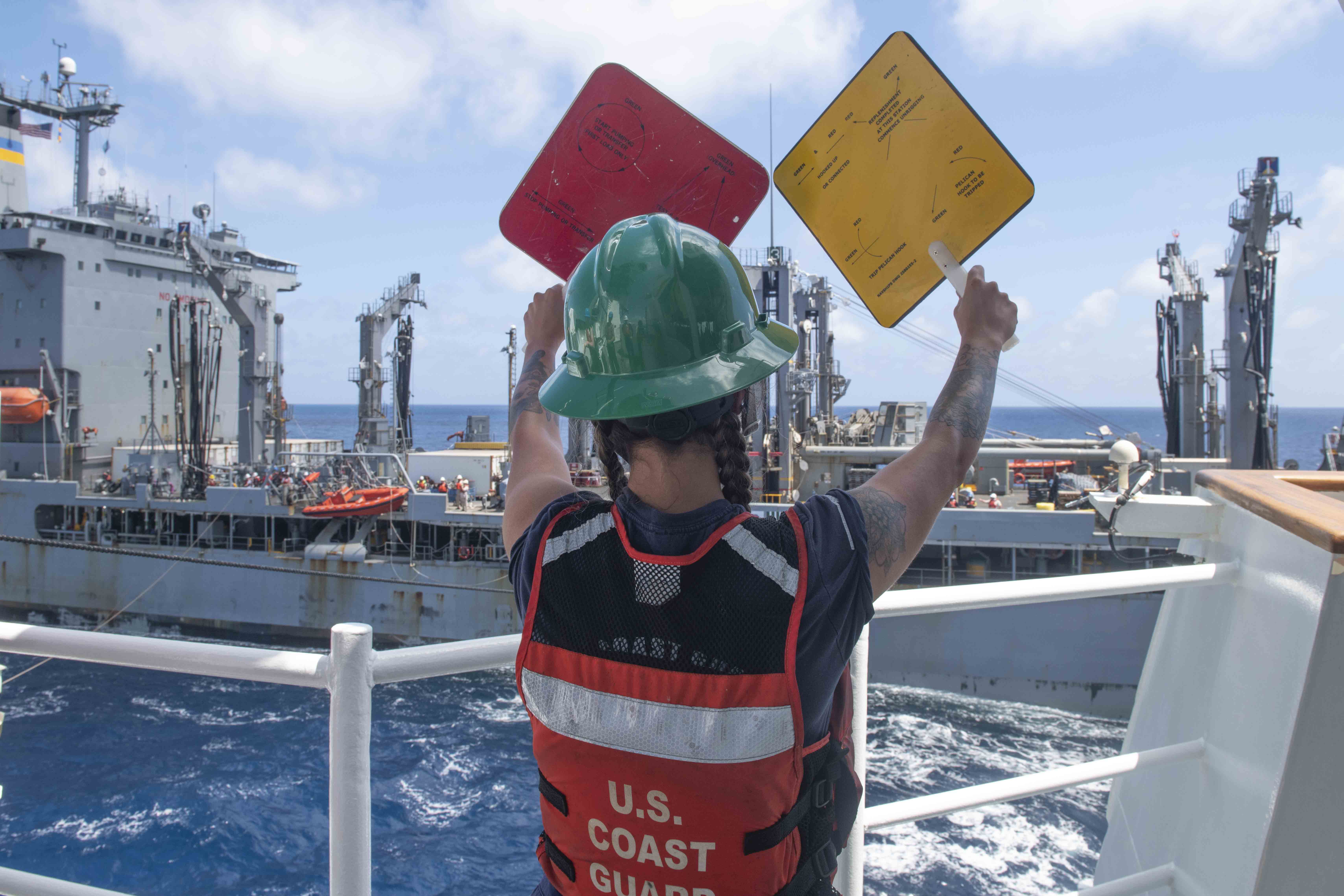 U.S. Coast Guard Cutter Bertholf conducts drills, refueling at Sea ...