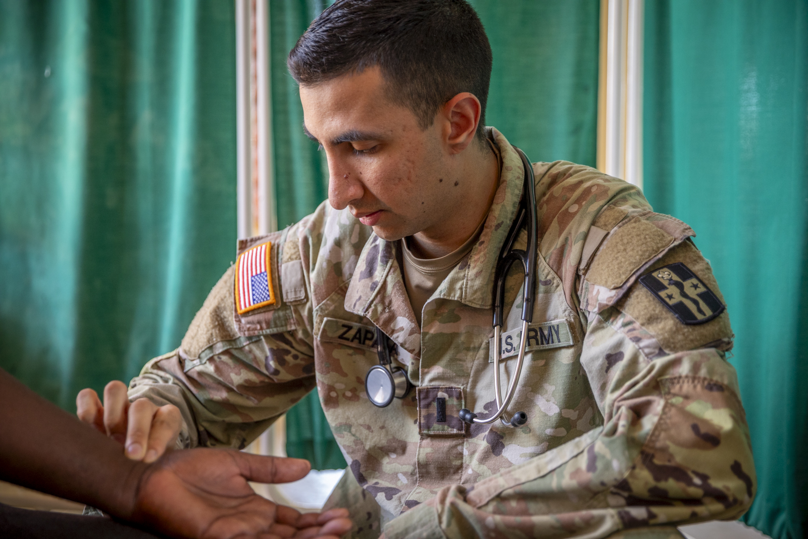 U.S. Army Reserve 1st Lt. Tomas Zapata, registered nurse from the 921st ...