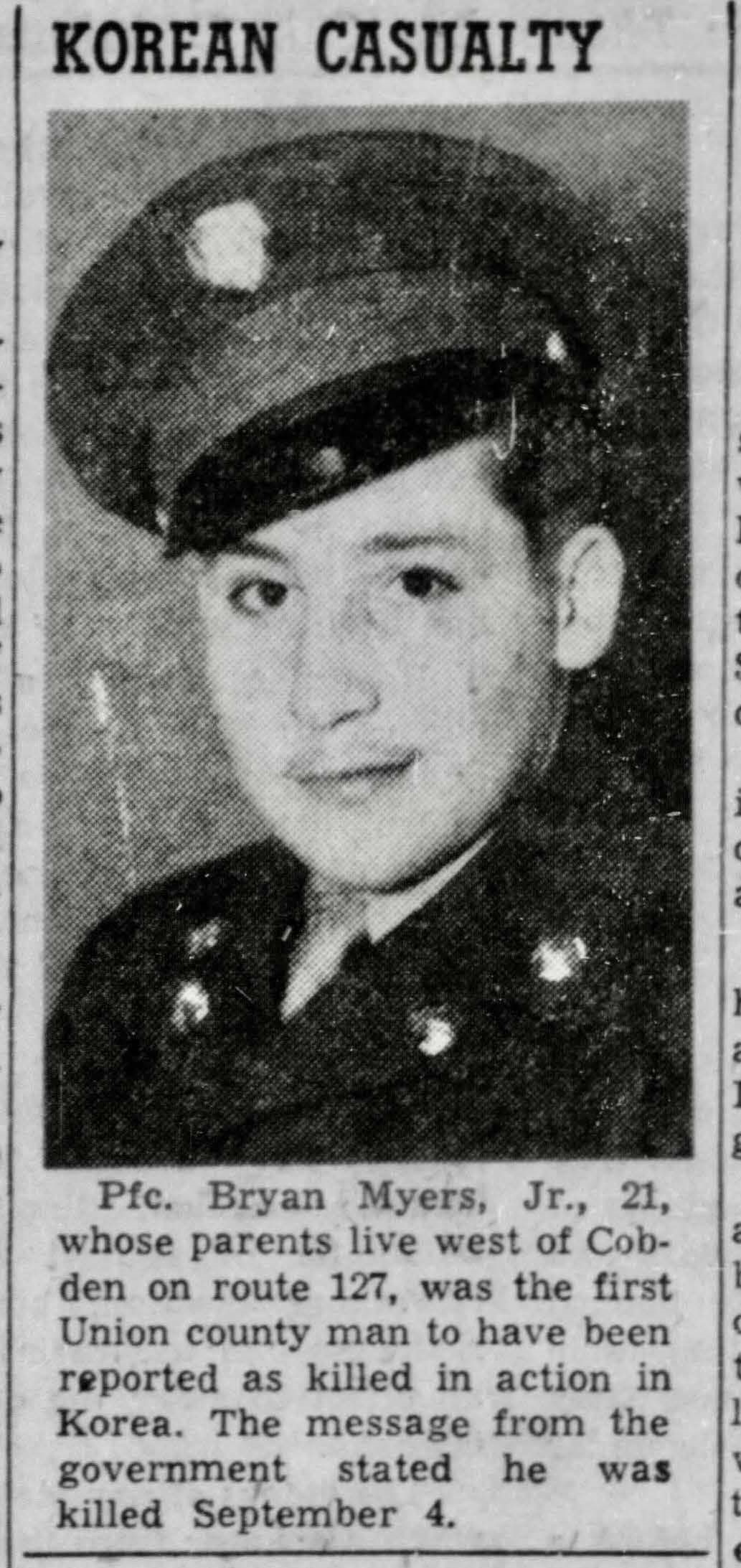 Soldier Accounted for from Korean War (Myers, B.) > Defense POW/MIA ...