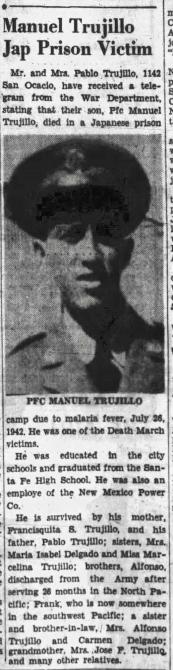 Soldier Accounted for from WWII (Trujillo, M.) > Defense POW/MIA ...