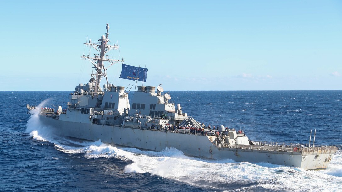 USS George Washington (CVN 73) conducts a fueling-at-sea with USS ...