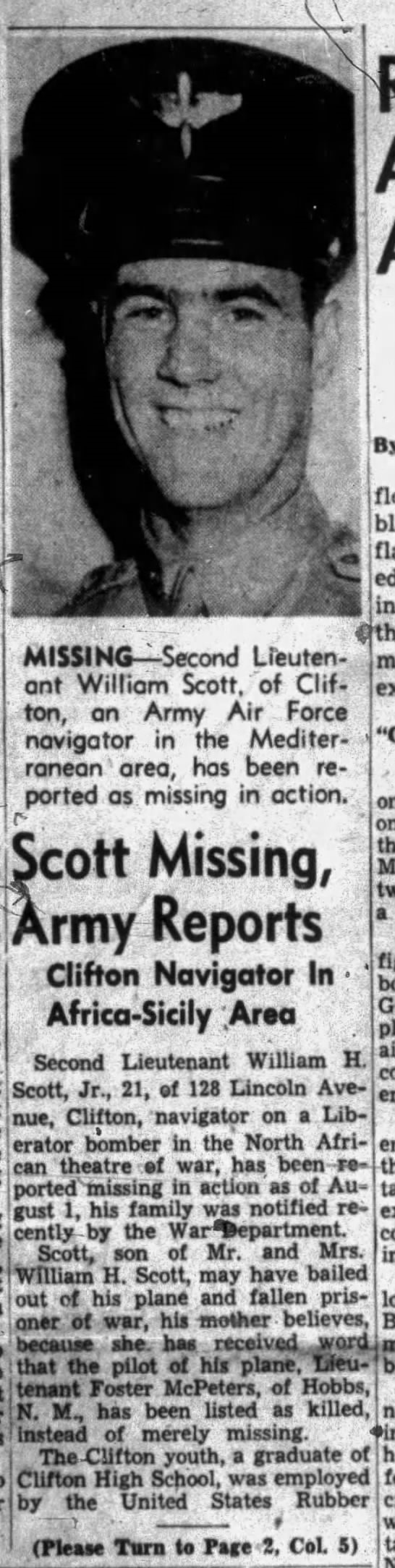 Airman Accounted For From World War II (Scott, W.) > Defense POW/MIA ...
