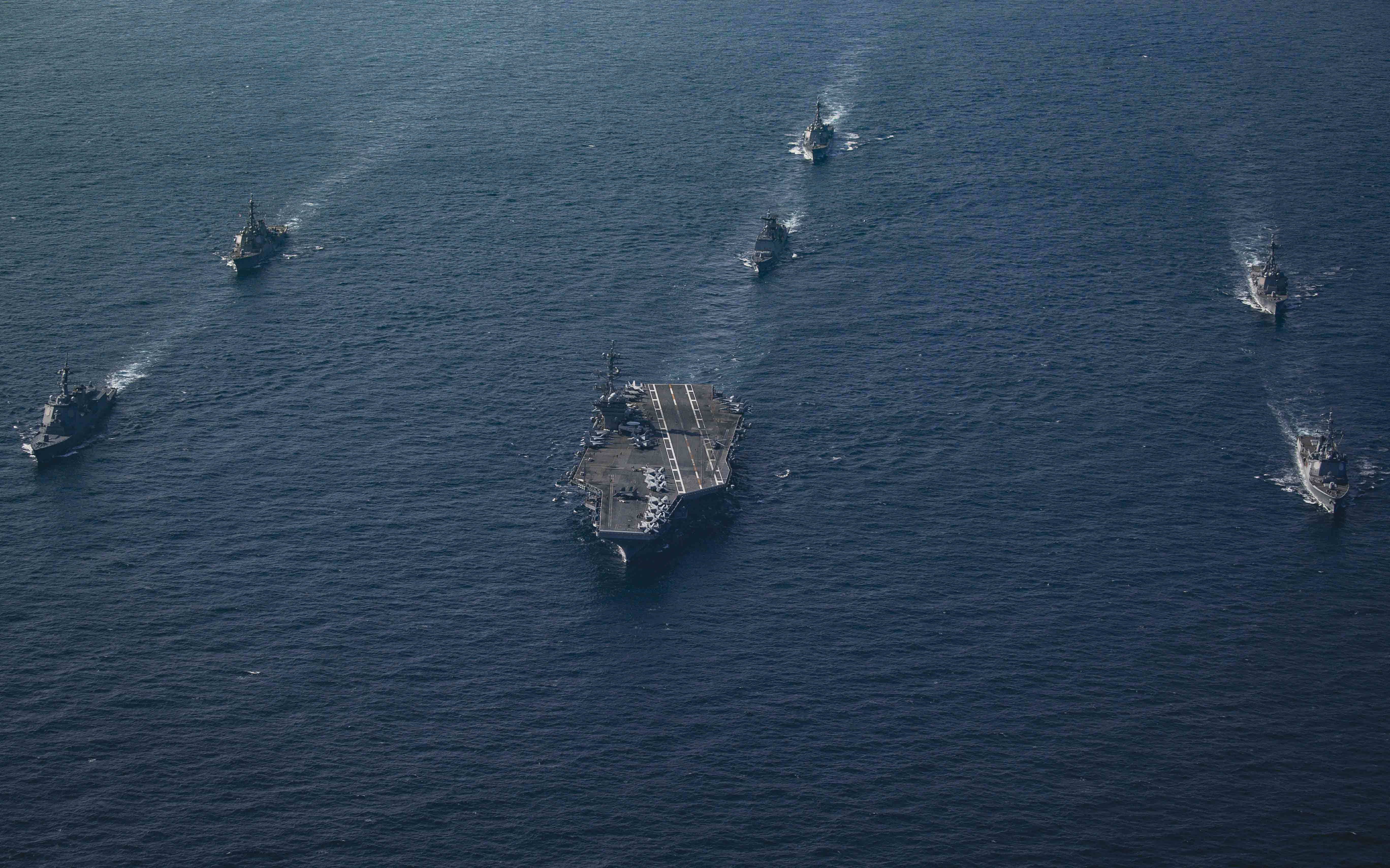 USS George Washington steams in formation with JMSDF, ROK-N during ...