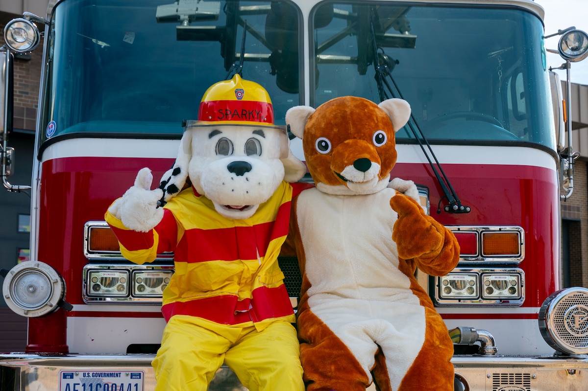 Sparky the Fire Dog and the 20th Fighter Wing Weasel team up for Fire ...